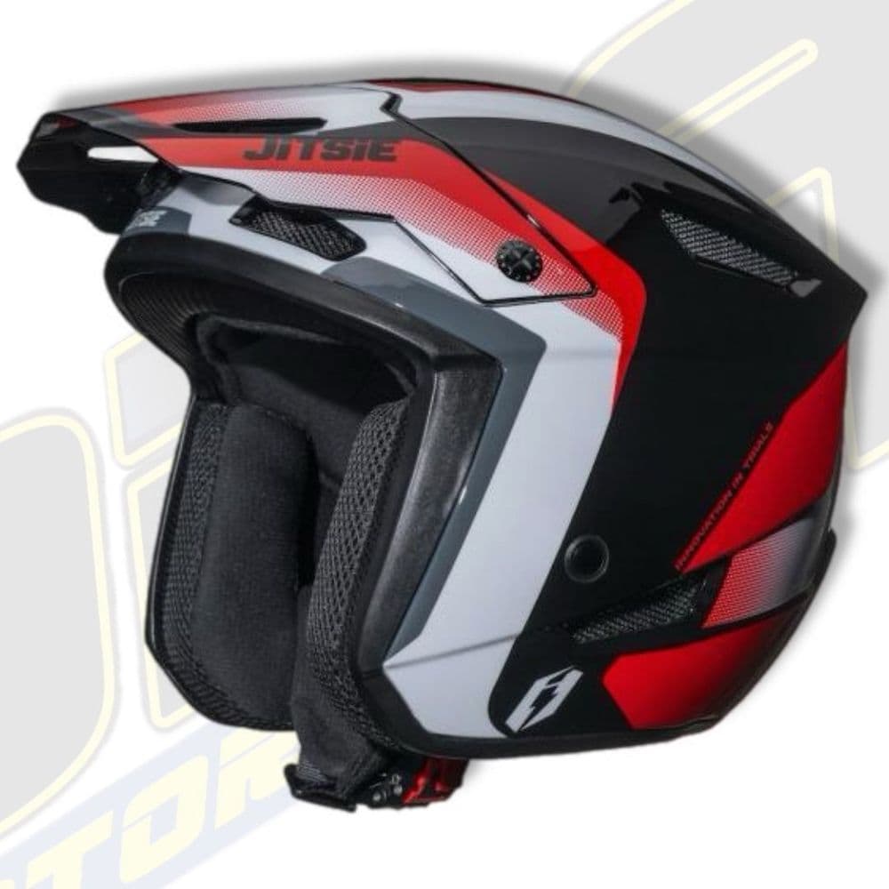 Jitsie HT1 RIZE Polycarbonate Trials Helmet - Red / Black