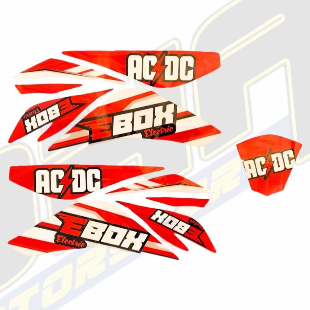 STOMP EBOX ACDC Electric Quad Graphics / Sticker Kit - RED