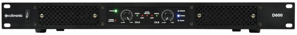 Citronic D600 Class-D Power Amplifier 600W 19" Rack Digital Amp Light 4kg