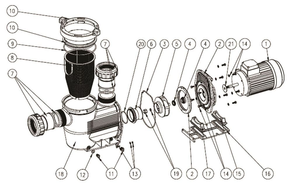 Hydrostar Commercial - Motor 3 Phase w keyshaft for 600 pump