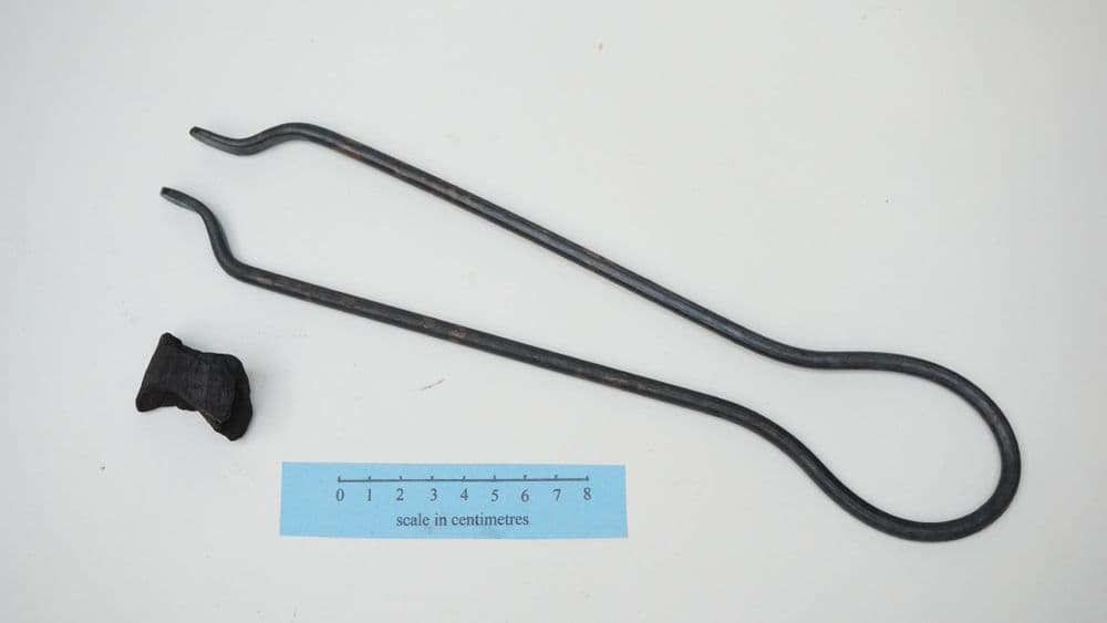 hand forged 12" post medieval ember tongs