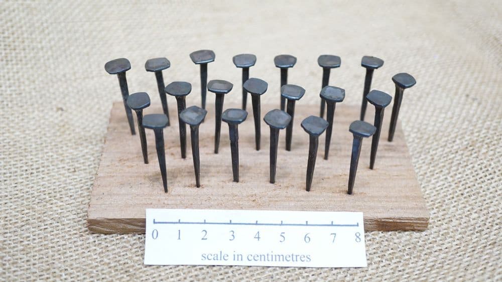 hand forged 40mm long square section steel nails roman to medieval ...