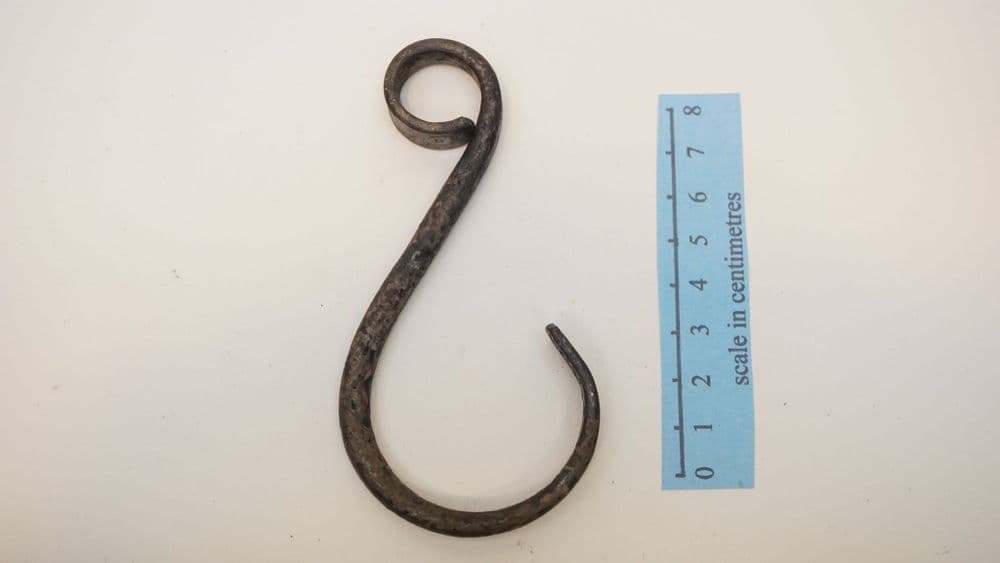 multi period hand forged steel hook with rolled eye