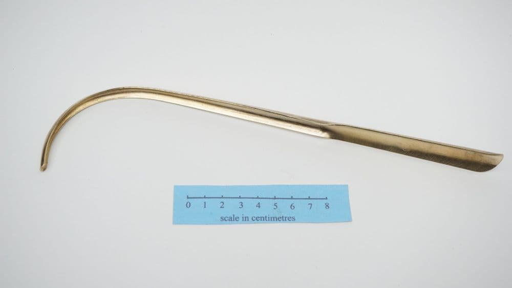 roman brass strigil 300mm long with curved forged profile living ...