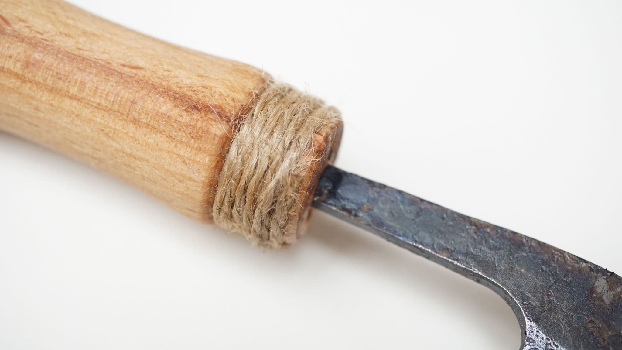 Roman Seville curved drawknife 3" long cutting edge & flax ferrules