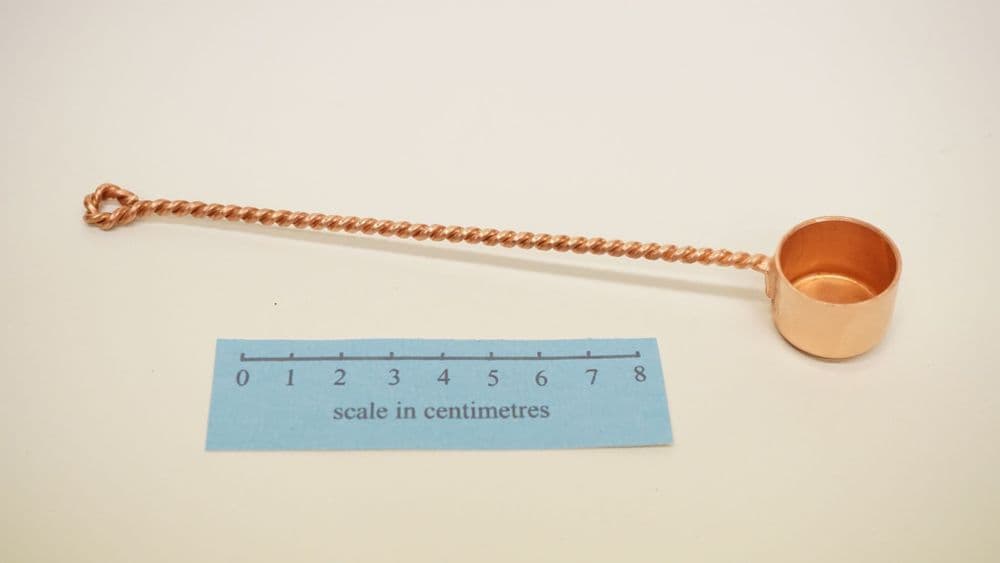 Roman style copper scoop sealing wax spice and apothecarial use
