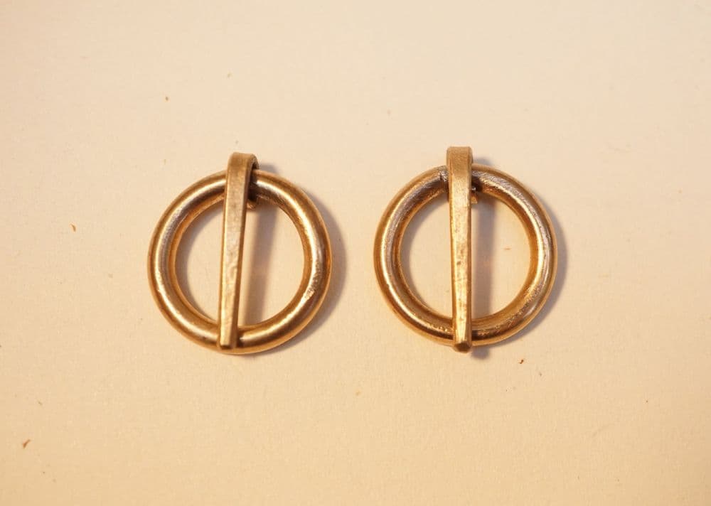 set of 2 medieval bronze shoe buckles 10mm internal diameter