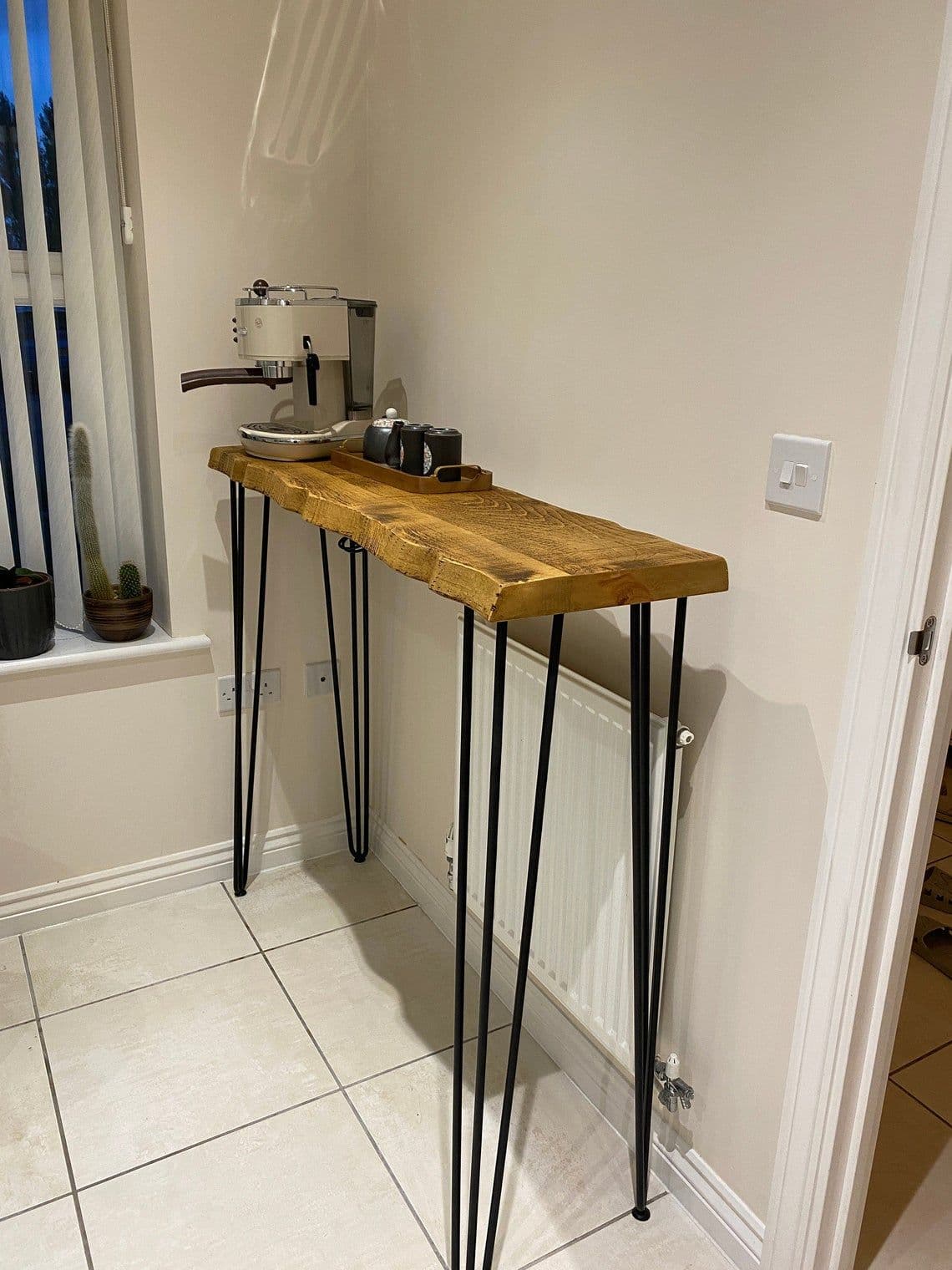 Live Edge Console Table / 34cm Depth /4 Hairpin Legs