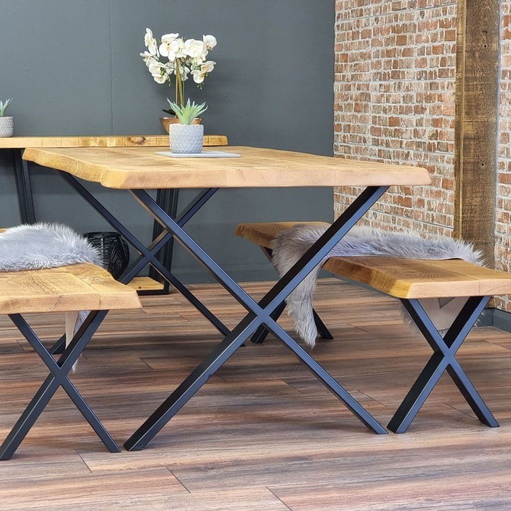 Live Edge Dining Table X FRAME LEGS
