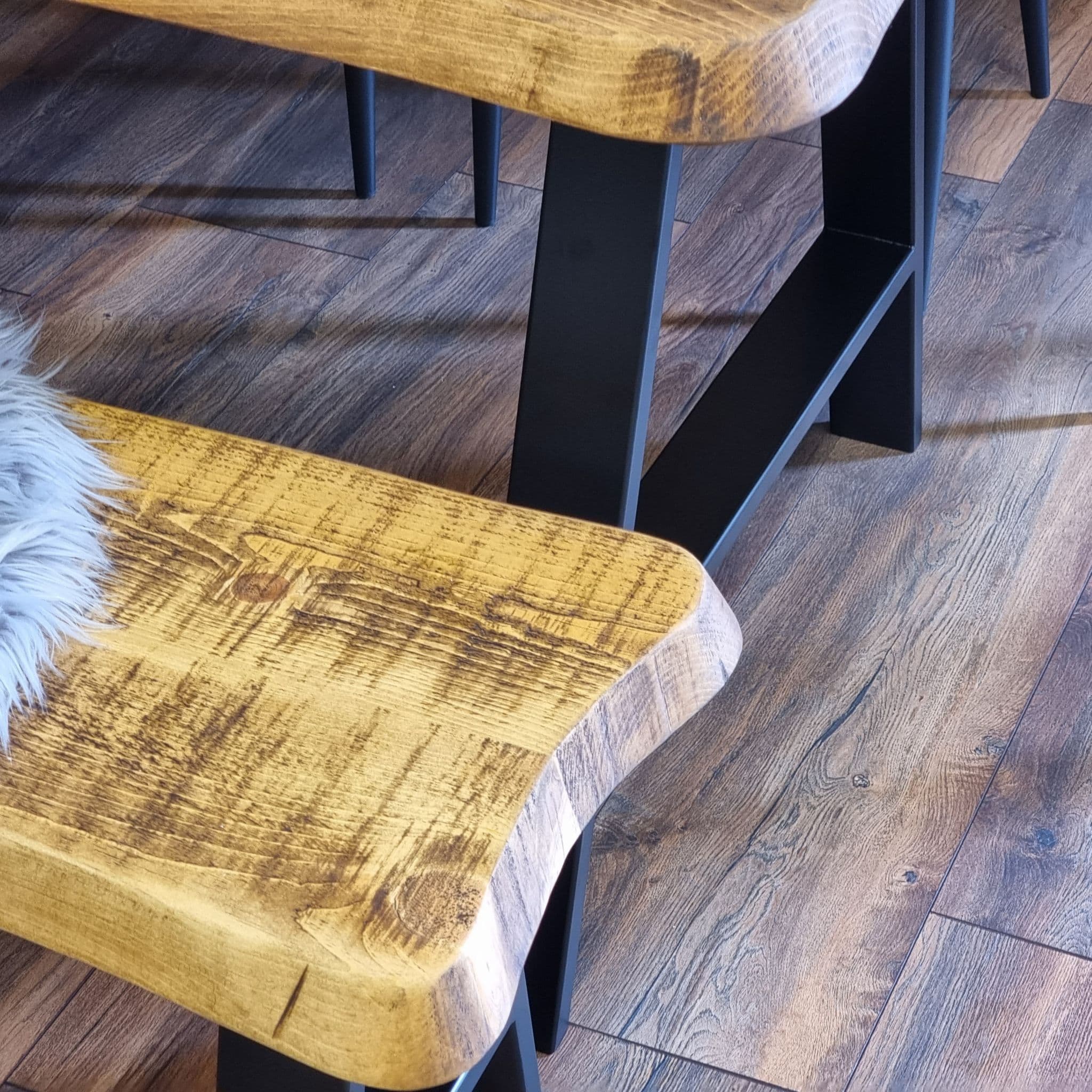 Live Edge Round Corners Dining Table A-FRAME LEGS