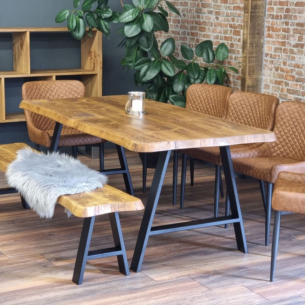 Live Edge Round Corners Dining Table A-FRAME LEGS