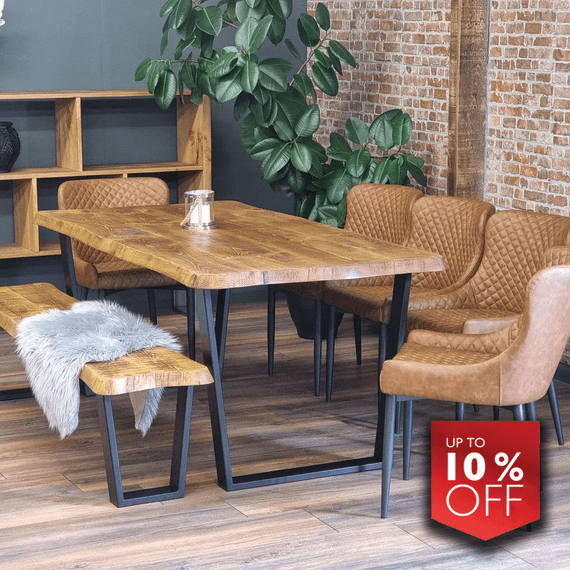 Live Edge Round Corners Dining Table V-FRAME LEGS