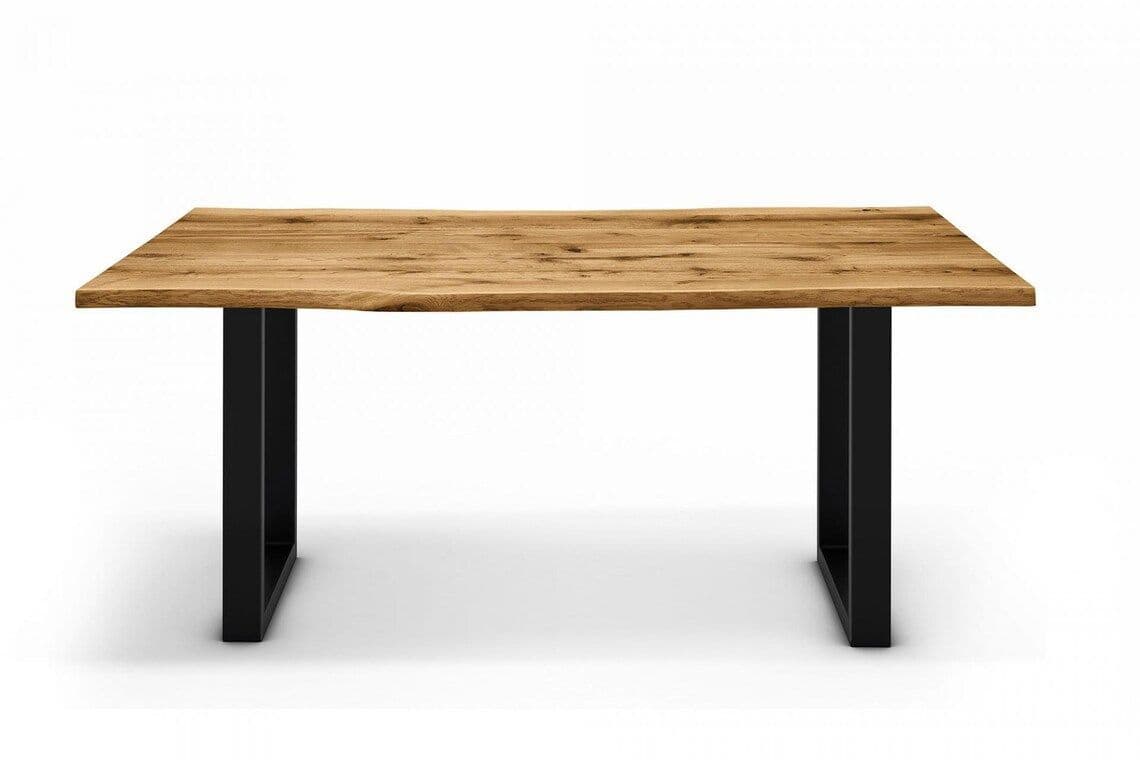 Live Edge Solid Oak Dining Table With Square Frame Legs