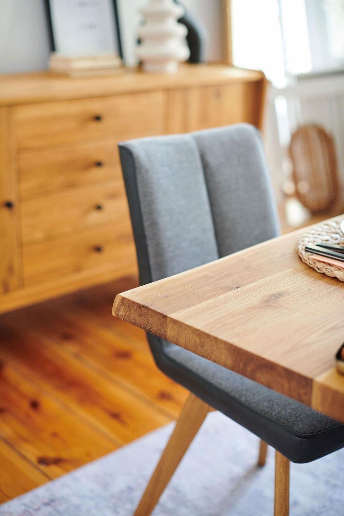 Live Edge Solid Oak Dining Table with Square Frame Legs