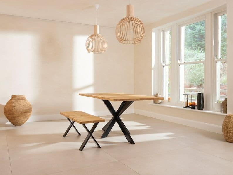 Rustic Industrial Dining Table Handmade Star Legs Steel