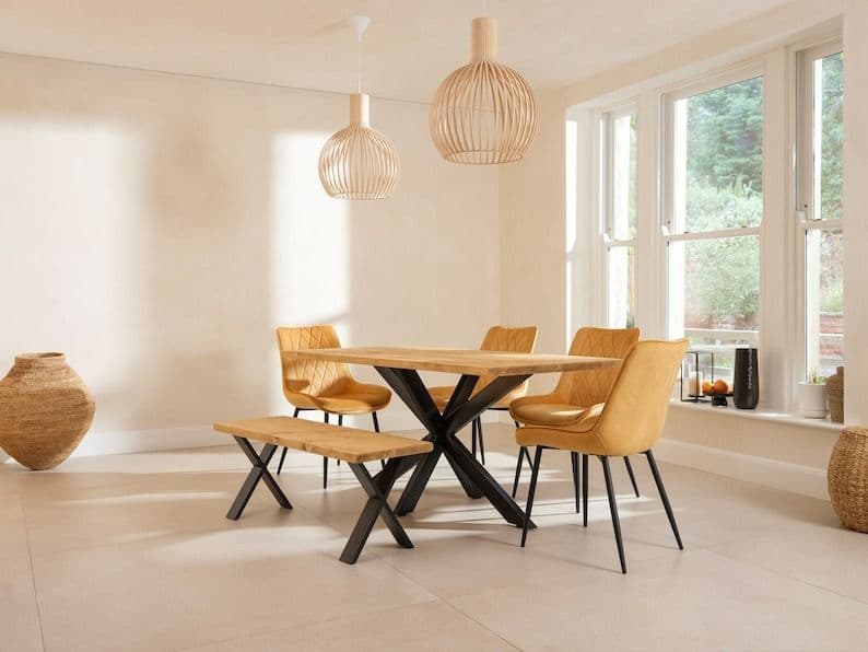 Rustic Industrial Dining Table Handmade Star Legs Steel