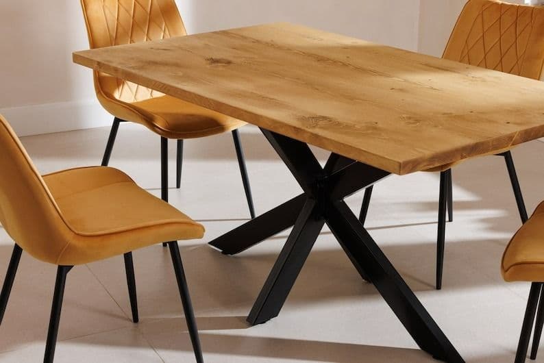 Rustic Industrial Dining Table Handmade Star Legs Steel