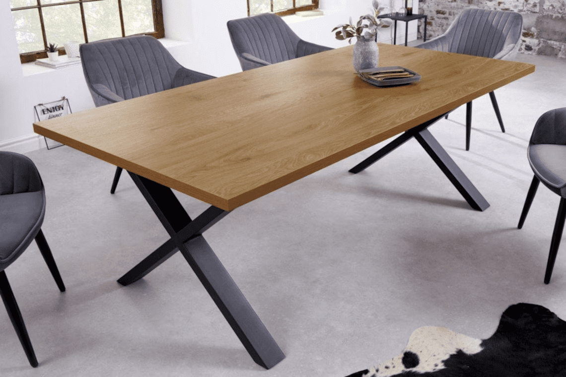 Solid Oak Dining Table X Frame Legs