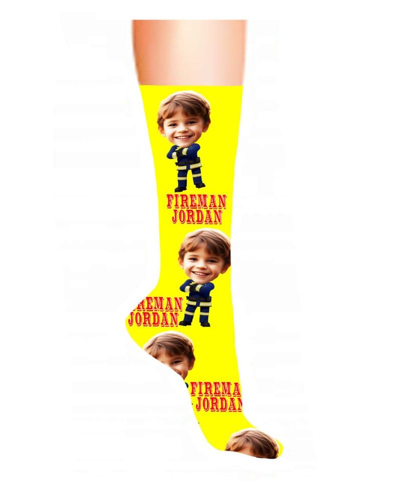 Firefighter Photo & Text Socks