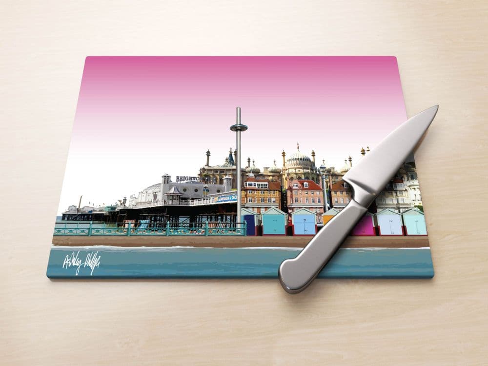 Brighton Skyline Pink - Glass Worktop Saver