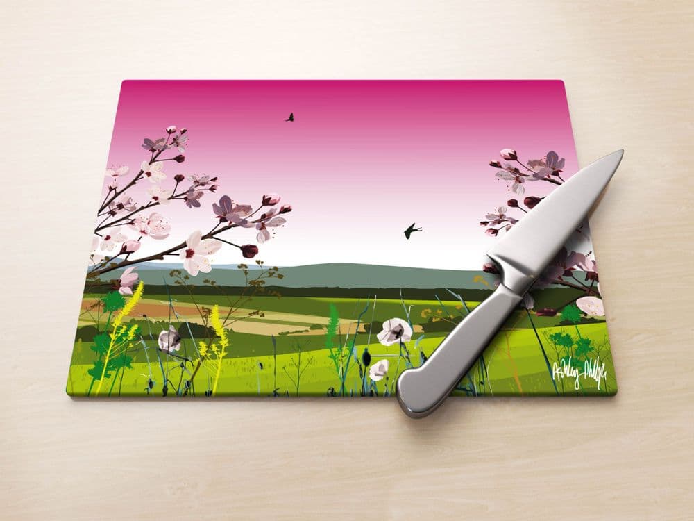 British Countryside Pink - Glass Worktop Saver