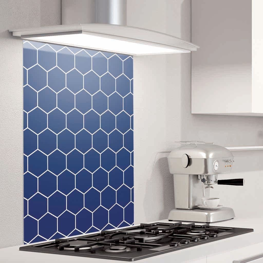 Honeycomb Sapphire Glass Splashback