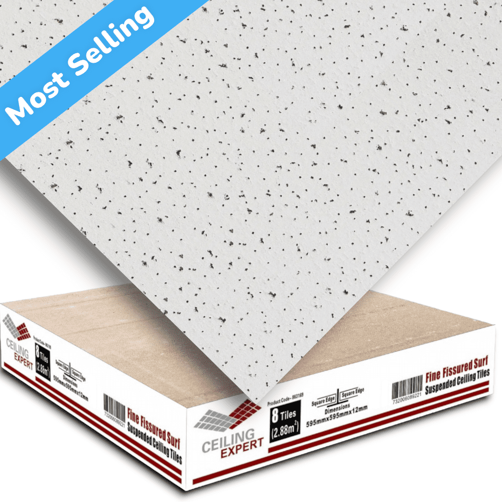 Suspended Fine Fissured Surf Ceiling Tiles 595mm x 595mm To Fit in ...