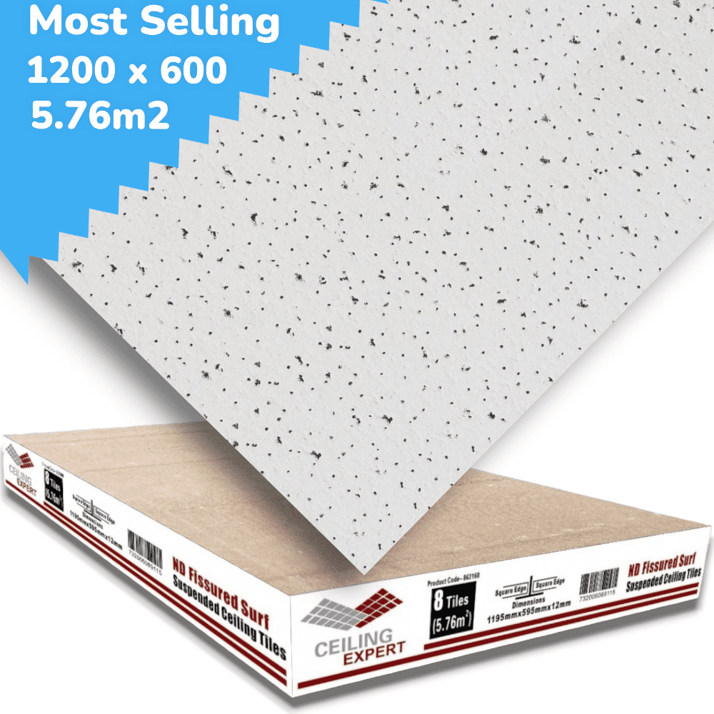 Suspended Fine ND Fissured Surf Ceiling Tiles 1195mm x 595mm To Fit in ...