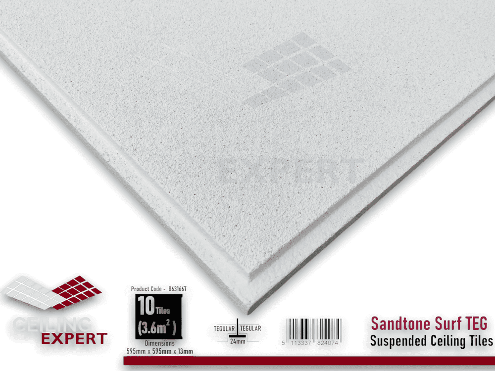 Suspended Sandtone Surf Tegular Ceiling Tiles 595mm x 595mm Similar to ...