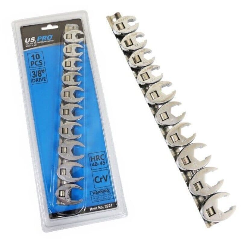 10pc Crow Foot Spanner Set Metric 10mm/19mm US PRO 3921