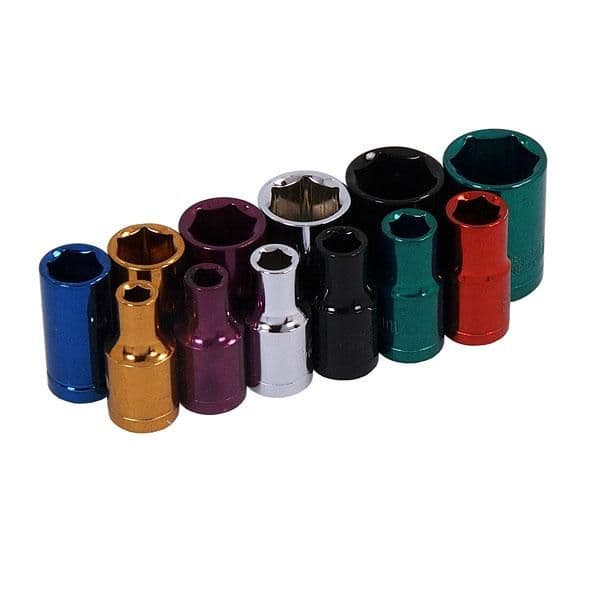 12pc 1&4" Drive Socket Set 4mm to 13mm Colour Coded Neilsen CT0905