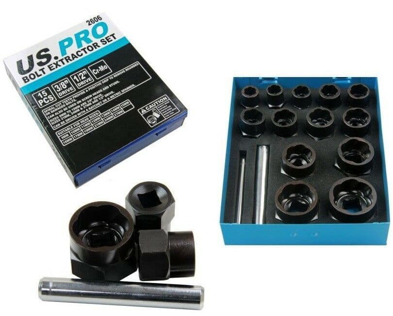 15pc Bolt Extractor Set 9mm to 27mm US PRO 2606