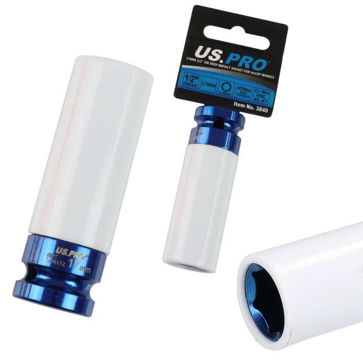 17mm Thin Wall Alloy Wheel Nut Socket US PRO 3840