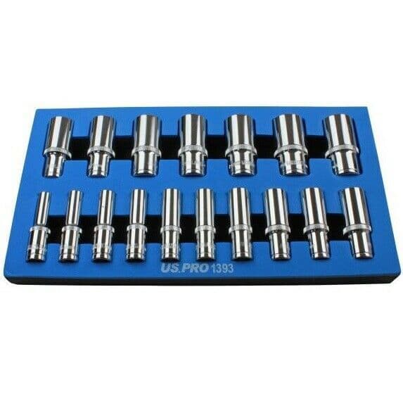 17pc 3&8" Drive Deep Metric Socket Set 8mm to 24mm US PRO 1393