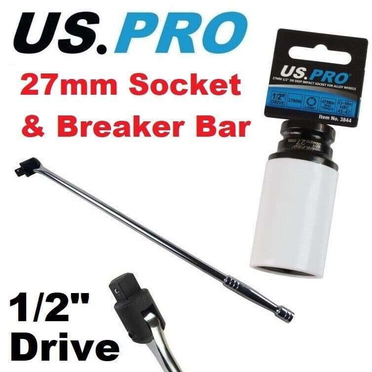 27mm Alloy Wheel Nut Socket With 24" Breaker Bar US PRO