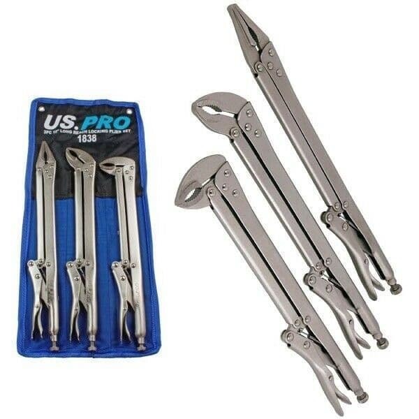 3pc Extra Long Reach Locking Plier Set US PRO 1838