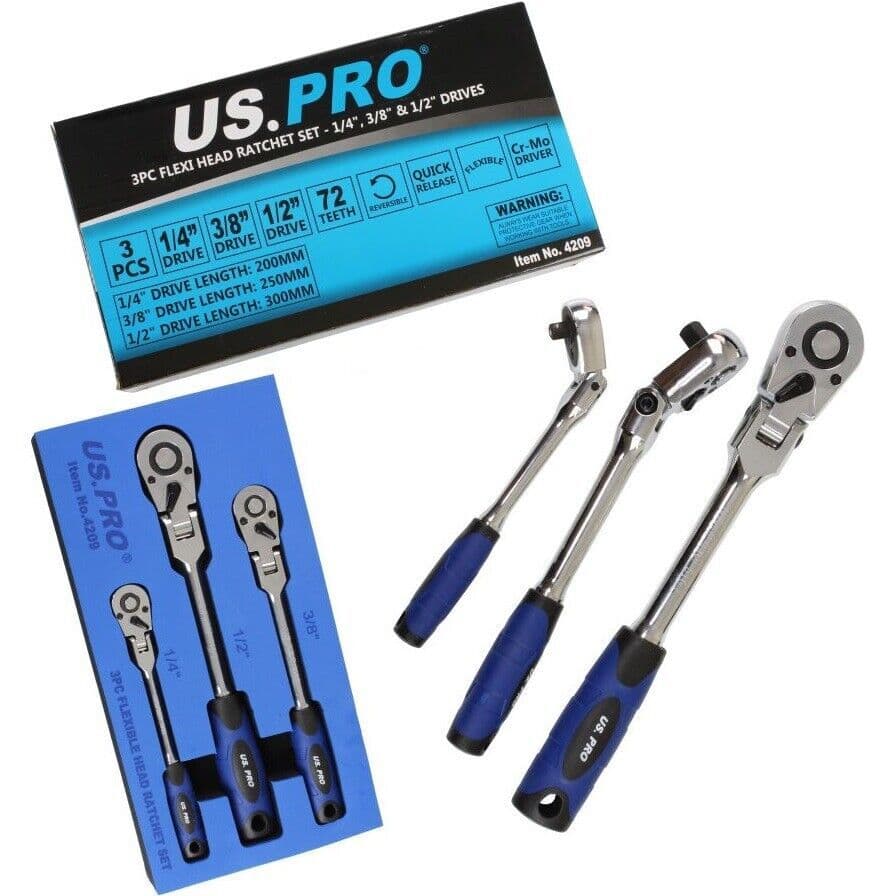 3pc Flexible Socket Ratchet Set In EVA Foam Tray US PRO 4209