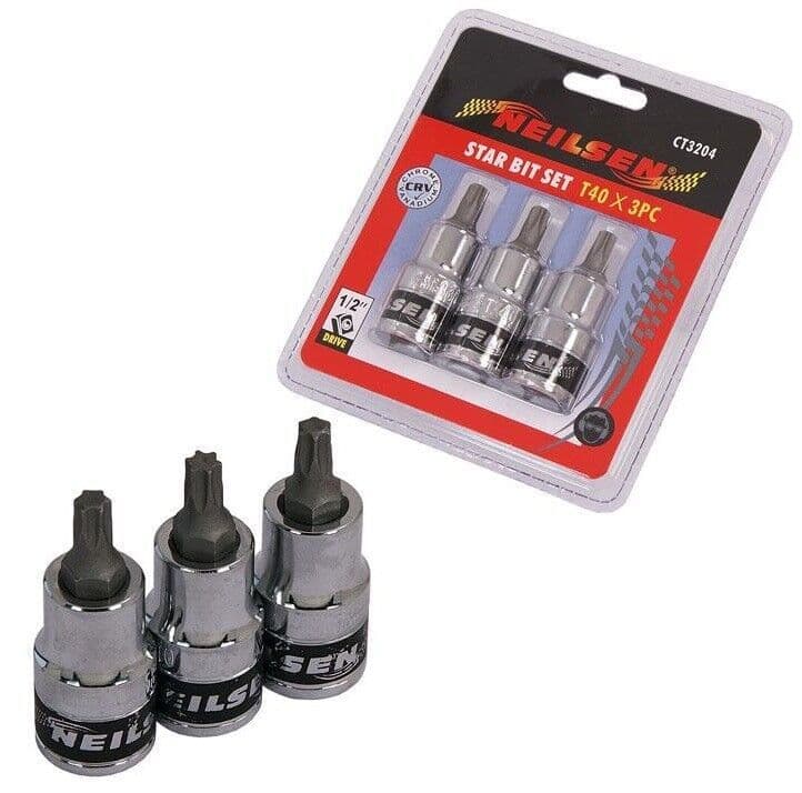 3pc T40 TORX BIT SET 1/2" Drive NEILSEN TOOLS CT3204