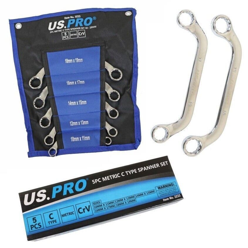 5pc C Spanner Set Metric 10mm to 19mm US PRO 3233