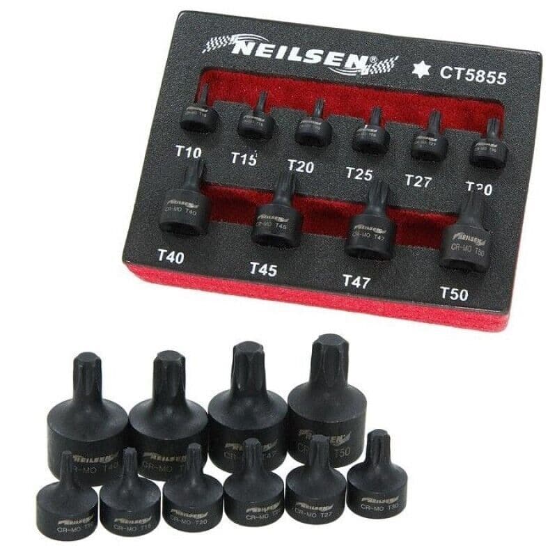 9pc Stubby Impact Torx Bit Socket Set T10 to T50 Low Profile in EVA ...