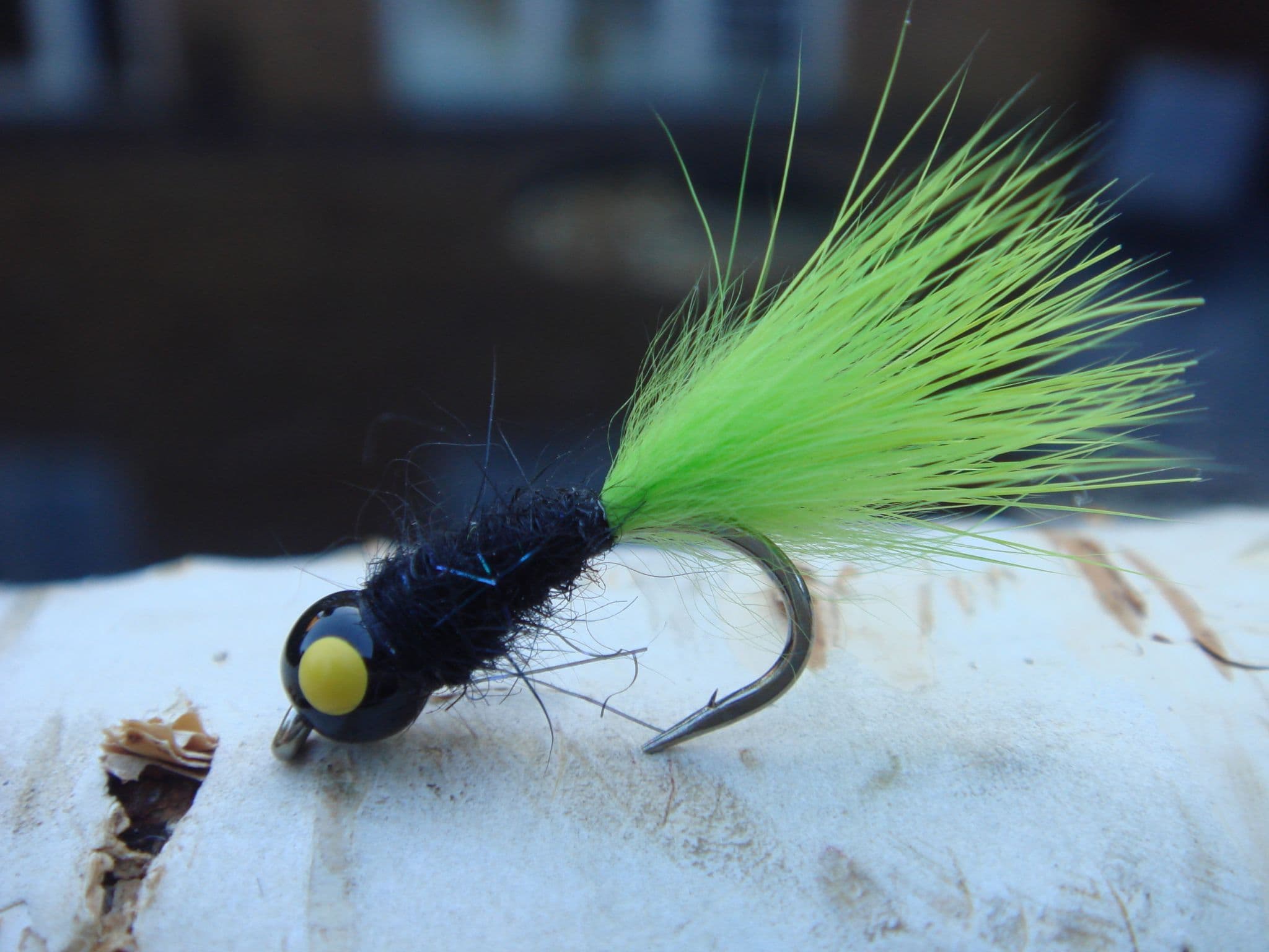 Martyn s Deadly Weighted Black and Fluourescent Green Tailed Hare s Ear Bug