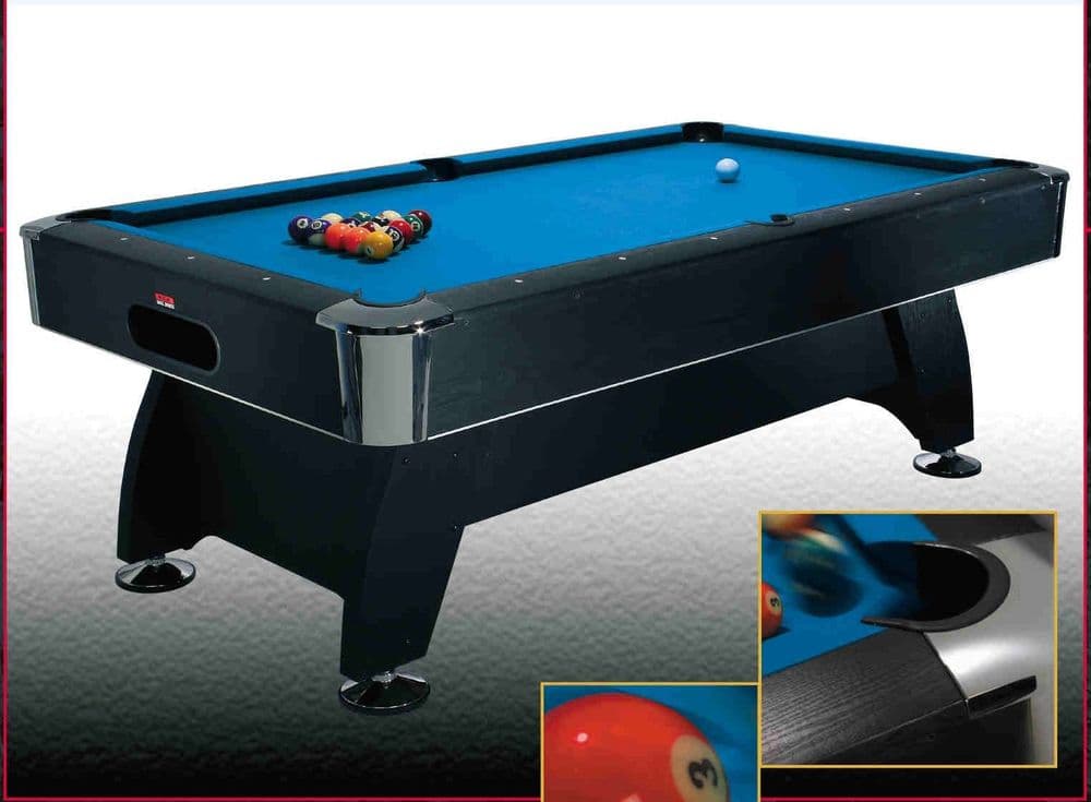 NEW BCE 7 X 4 "BLACK CAT" DE LUXE AMERICAN POOL TABLE HPT1-7 CUES BALL ...