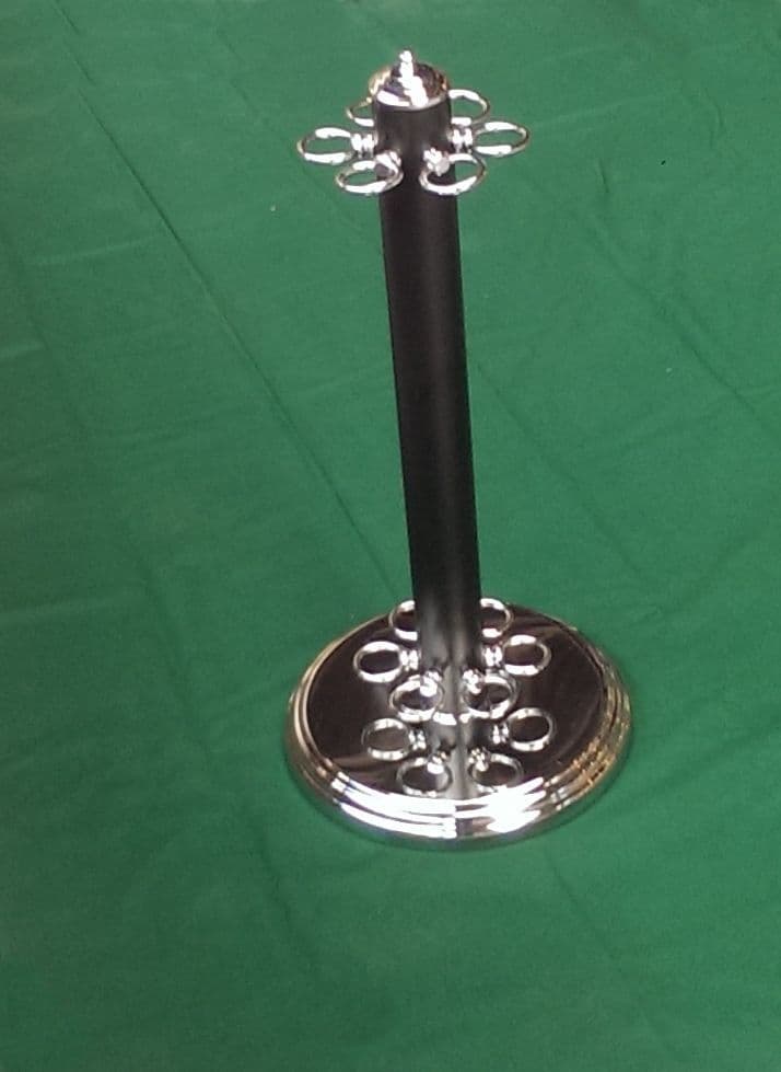 ROSETTA CIRCULAR CHROME & BLACK 6 CUE REST STICK RACK STAND SNOOKER ...
