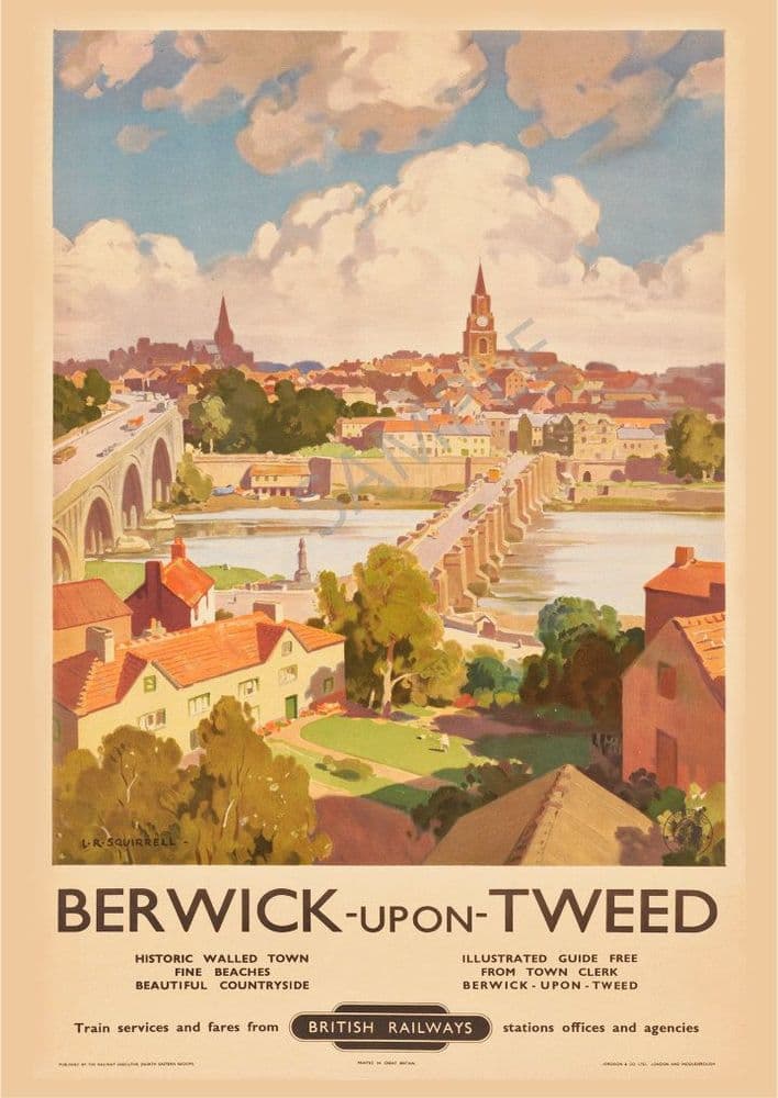 Berwick upon Tweed British Rail 2 bridges & town