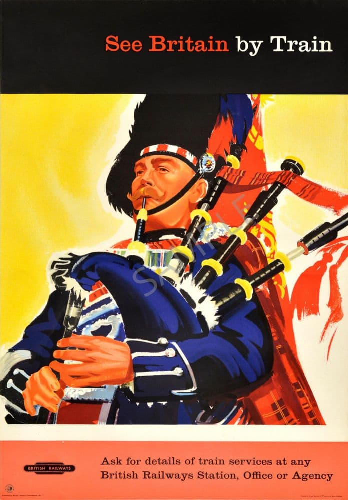 British Rail See Britain By Rail Scots Piper