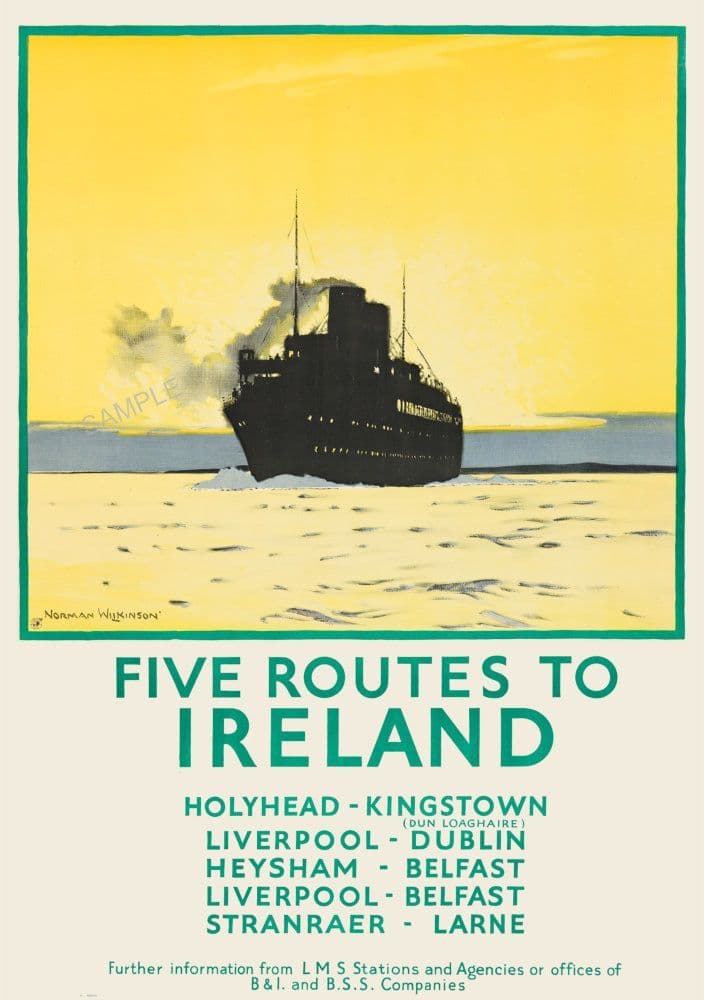 Ireland by Ferry - Travel Poster