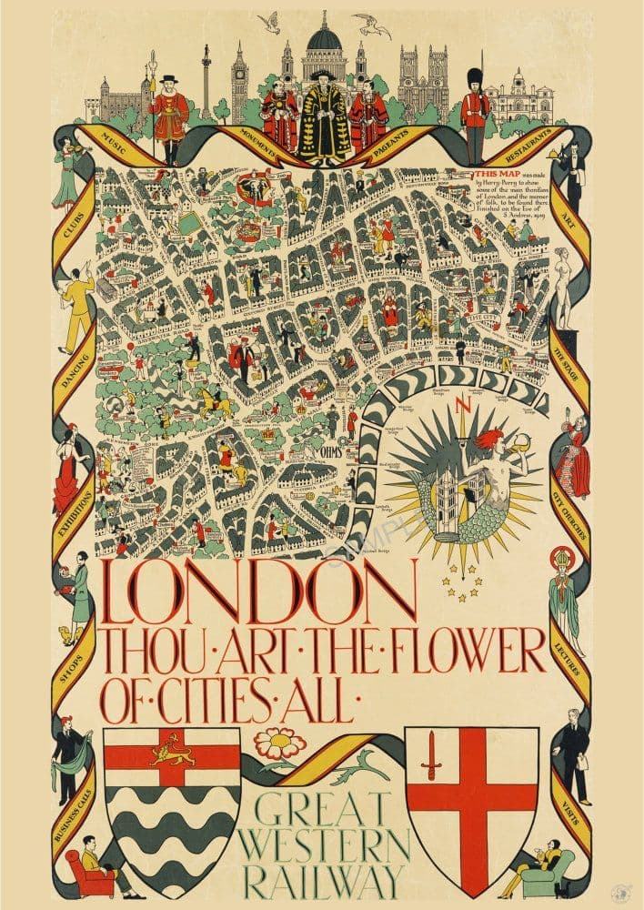 Map of LONDON GWR Railway Advert