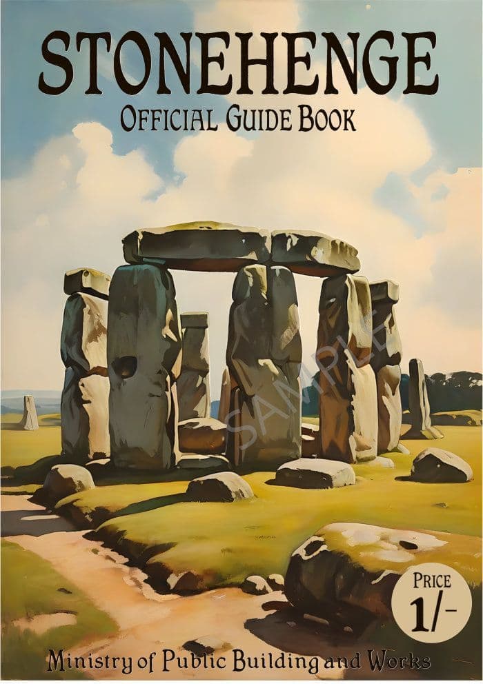 retro Stonehenge guide book cover