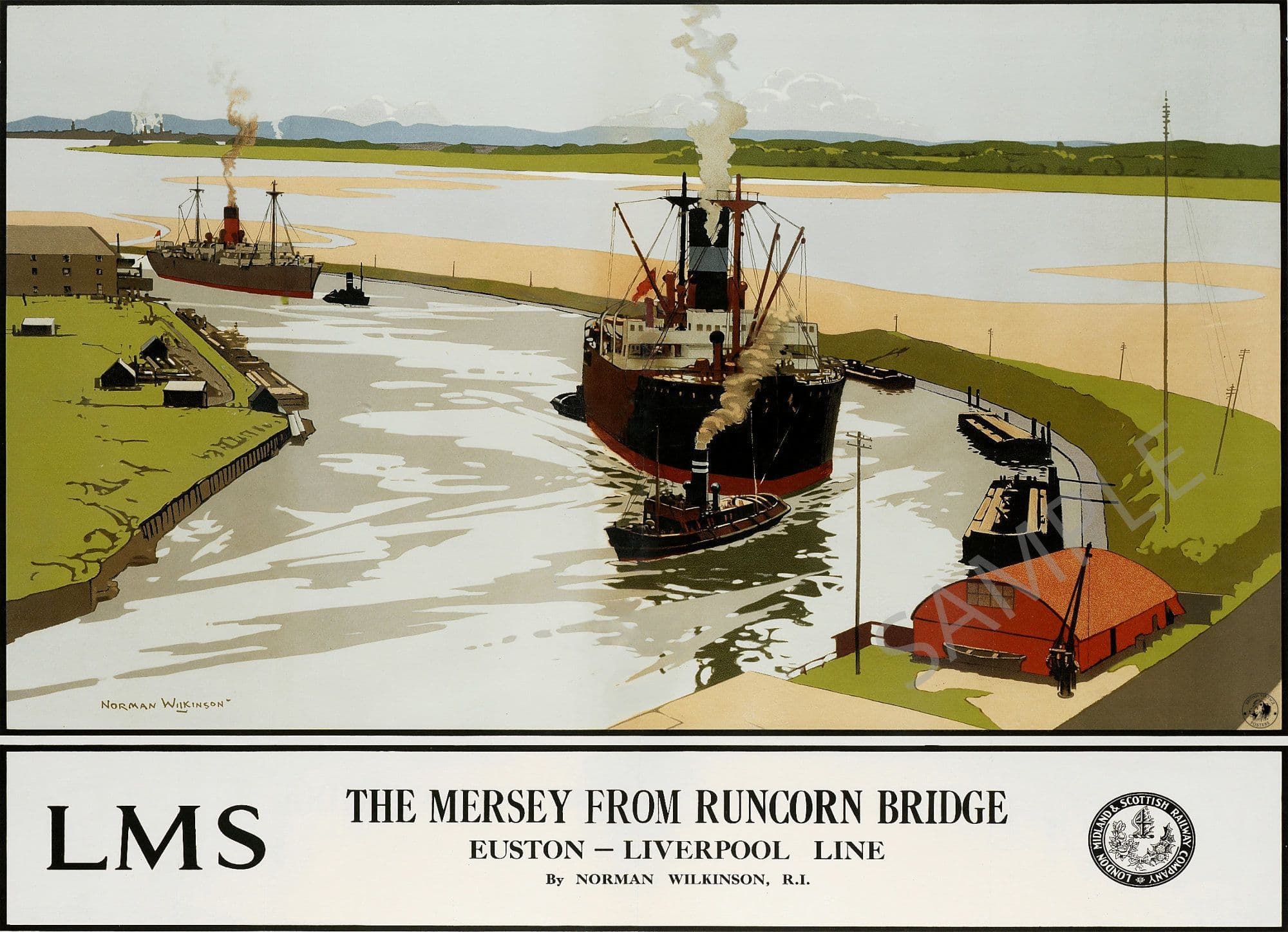 River Mersey from Runcorn Bridge Norman Wilkinson