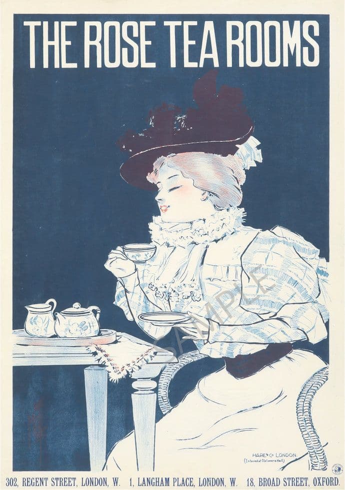 The Rose Tea Rooms London Oxford Edwardian Advert Art Nouveau